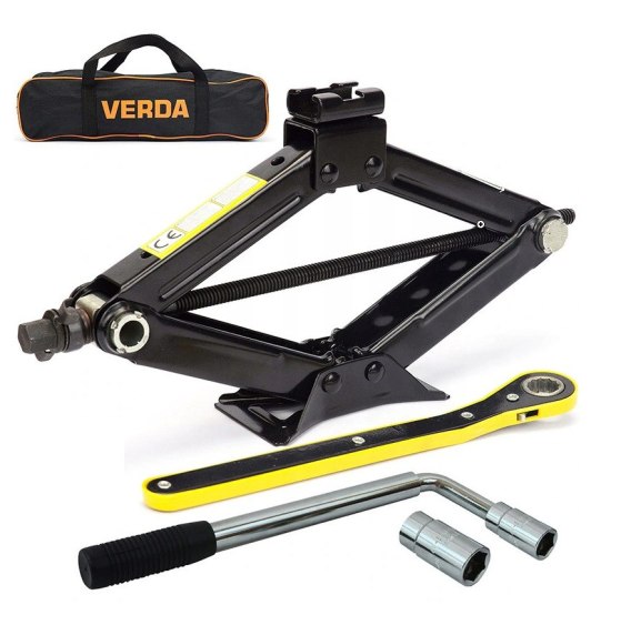 Verda Wagenheber 1,5t Scherenwagenheber 115 - 370 mm mit Ratsche und ...